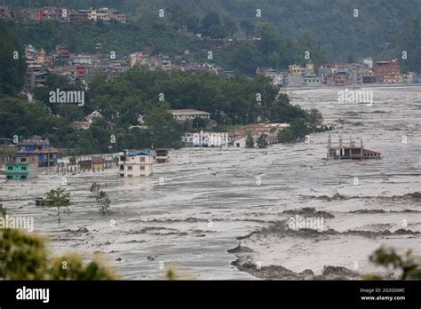 Sindhupalchowk Nepal 16th June 2021 A General View Shows Houses Hit