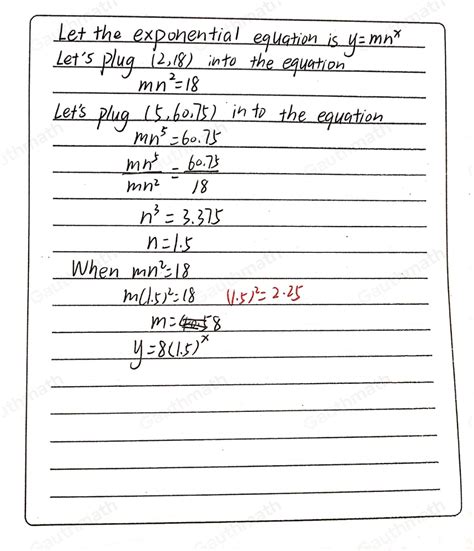 2 write an exponential equation in the form y abx gauthmath