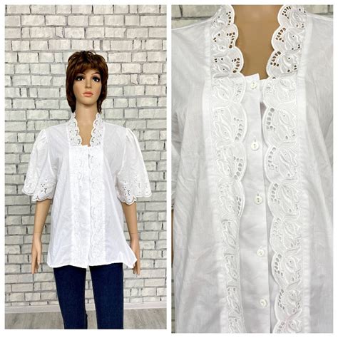70s White Blouse Xl Victorian Clothing Victorian Blouse Vintage
