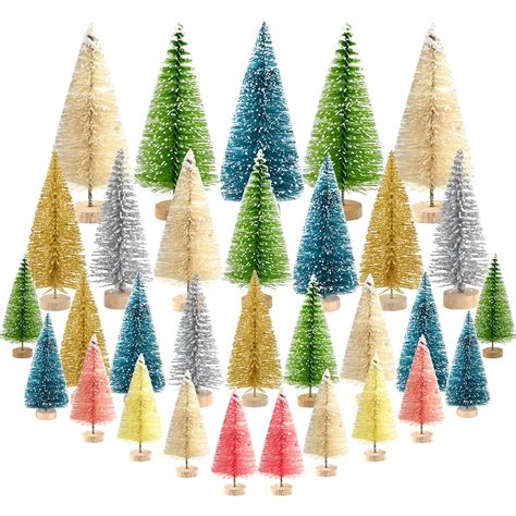 Buy KUUQA 38Pcs Multicolor Mini Sisal Trees Bottle Brush Trees Mini