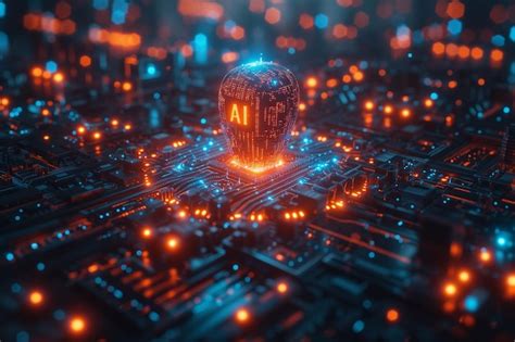 Futuristic Ai Chip Visualization With Glowing Circuits And Connections Premium Ai Generated Image