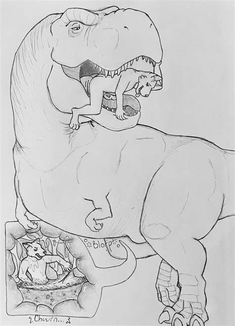 Rule 34 Ambiguous Gender Anthro Anthro On Feral Anthro Prey Body In Mouth Canid Dinosaur
