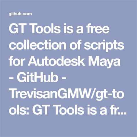 GT Tools Is A Free Collection Of Scripts For Autodesk Maya GitHub TrevisanGMW Gt Tools GT