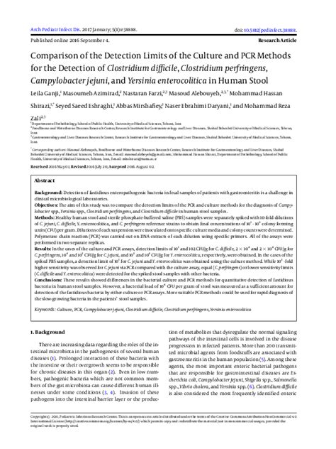 Pdf Comparison Of The Detection Limits Of The Culture And Pcr Methods For The Detection Of