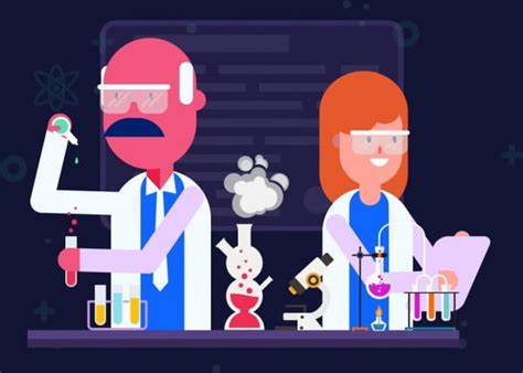 Trabajo de laboratorio dibujo científicos herramientas experimento