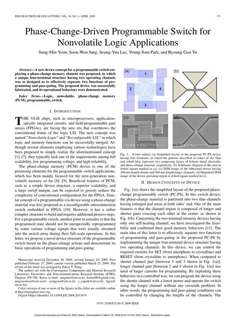 PDF Phase Change Driven Programmable Switch For Nonvolatile Logic