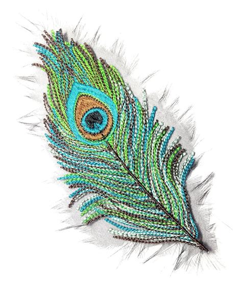 Embroidered Peacock Feather Etsy Peacock Feather Feather Design