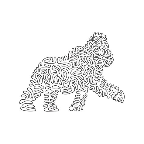 Premium Vector Continuous Curve One Line Drawing Of A Ferocious Gorilla For Logo Wall Decor