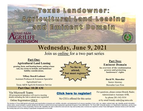 Texas Landowner Agricultural Land Leasing And Eminent Domain Fort Bend