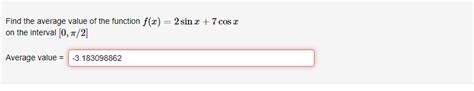 Solved Find The Average Value Of The Function Chegg