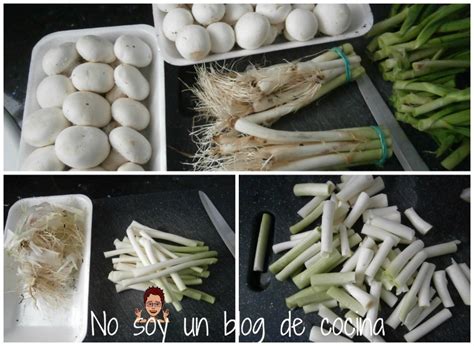 Revuelto de champiñones gambas y ajos tiernos No soy un blog de cocina