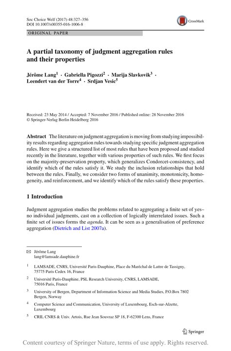 a partial taxonomy of judgment aggregation rules and their properties