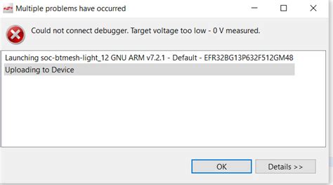 Could Not Connect To Debugger Target Voltage Too Low 0v