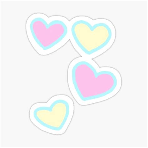 Pastel Hearts Sticker For Sale By Akmalek Redbubble