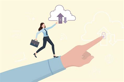 Business Woman Touch Cloud Computing Icon Network Cloud Technology Data Storage And Backup