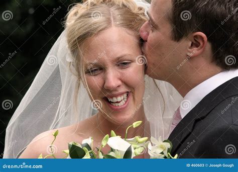 Wedding Groom Kissing Bride Stock Image Image Of Bouquet Marry