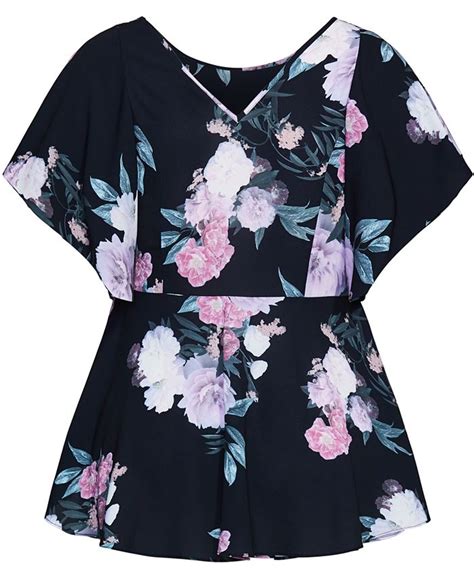 City Chic Trendy Plus Size Romantic Garden High Low Top Macys