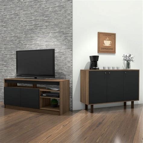 Conjunto Rack Para Tv Até 48 Polegadas 2 Portas E Buffet 3 Portas Picture Estilare Madeiramadeira