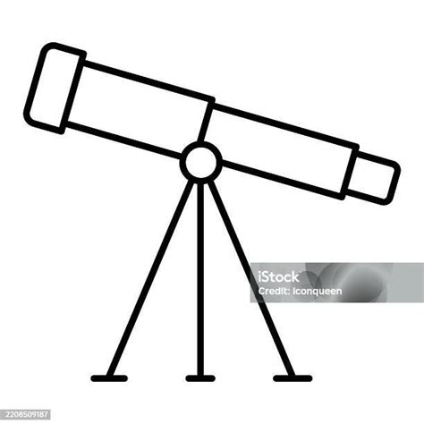 우주 망원경 얇은 선 아이콘 코스모스 관찰 개념 벡터 그래픽입니다 흰색 배경에 망원경 삼각대 기호 스타일 모바일 또는 디자인 감시에 대한 스톡 벡터 아트 및 기타 이미지