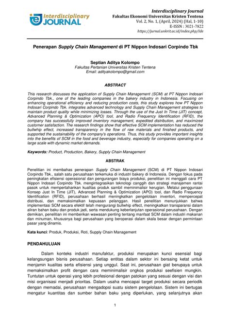 Pdf Penerapan Supply Chain Management Di Pt Nippon Indosari Corpindo Tbk