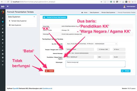 Tampilan Admin Perbaikan Tambah Peserta Data Suplemen Keluarga