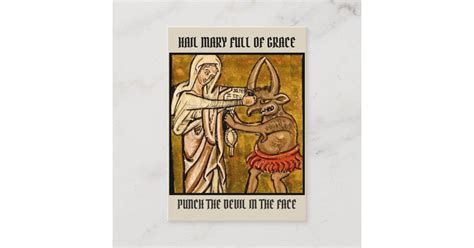 Blessed Virgin Mary Punch The Devil Holy Cards Zazzleca