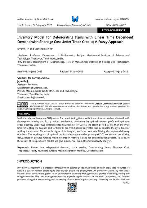pdf inventory model for deteriorating items with linear time