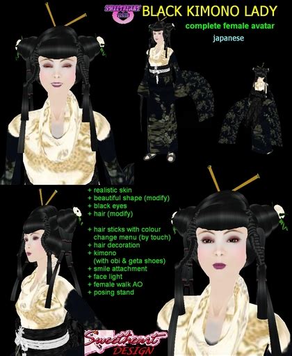 Second Life Marketplace Asian Female Avatar With Black Kimono