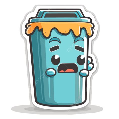 The Waste Bin Character Sticker In Blue Clipart Vector Bin Clipart