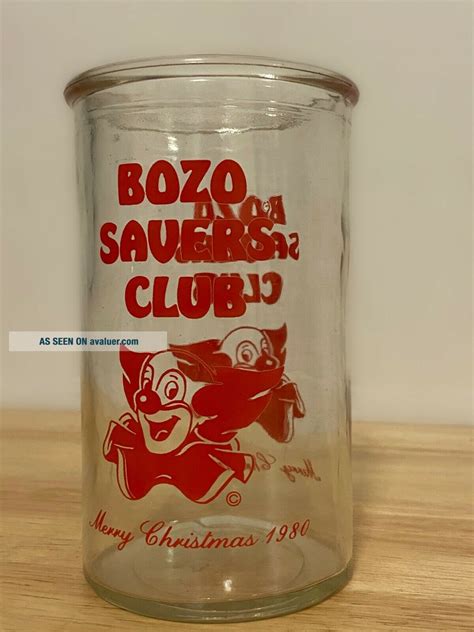 Rare Vintage Bozo The Clown Bozo Savers Club Merry Christmas 1980 Glass