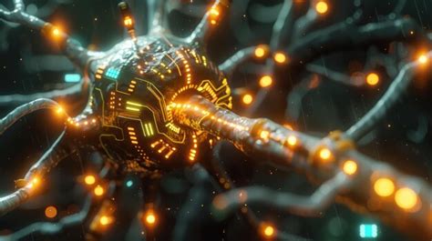 Futuristic Neuron Networked Brain Cell Premium Ai Generated Image