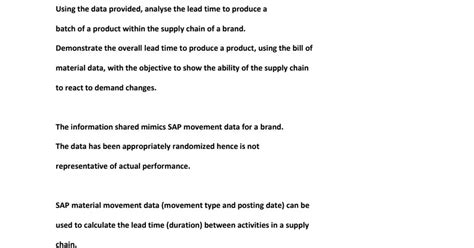 Data Analysis Challenge Manufacturing Lead Times What Approach