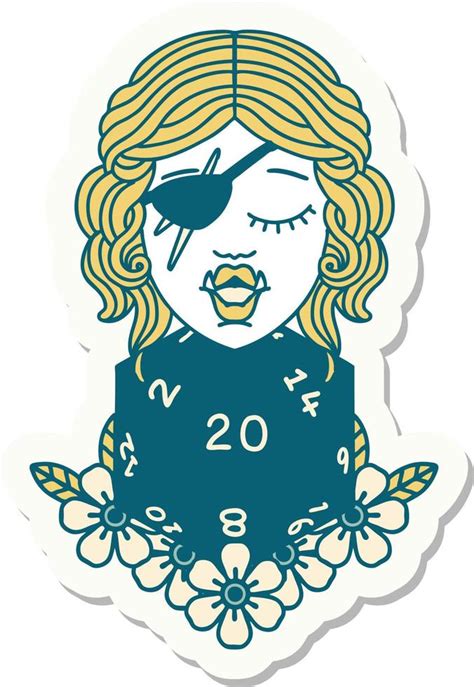 Half Orc Rogue With Natural Twenty Dice Roll Sticker 12118863 Vector