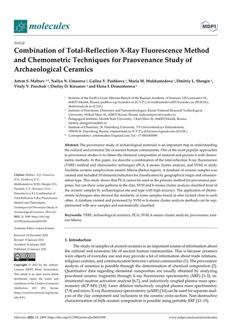 Pdf Combination Of Total Reflection X Ray Fluorescence Method And