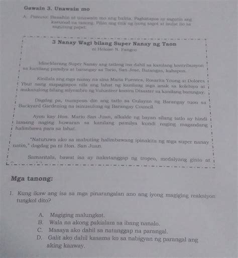 Gawain 3 Unawain MoPanuto Basahin At Unawain Mo Ang Balita