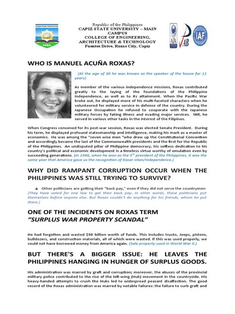 6 Manuel Roxas Surplus War Property Scandal Handouts Pdf