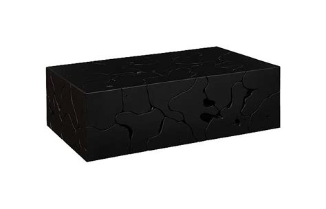 Teak Slice Coffee Table Rectangle Black