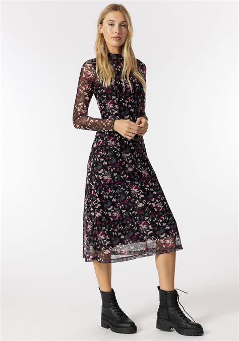 Tiffosi Nile Floral Mesh Midi Dress Black Multi Mcelhinneys