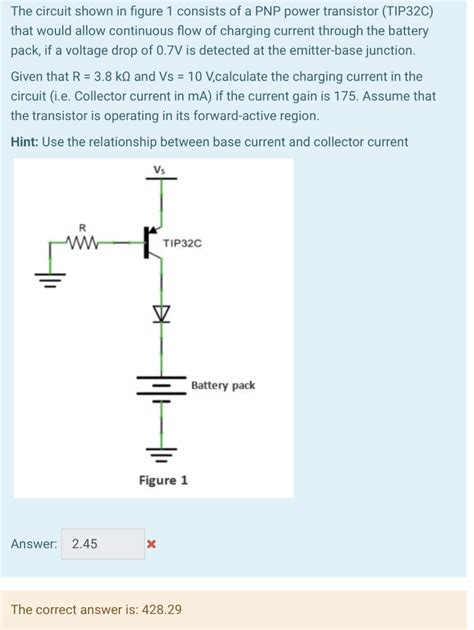 Solved The Circuit Shown In Figure 1 Consists Of A PNP Power Chegg
