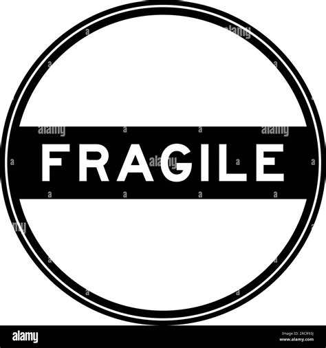 Black Color Round Seal Sticker In Word Fragile On White Background