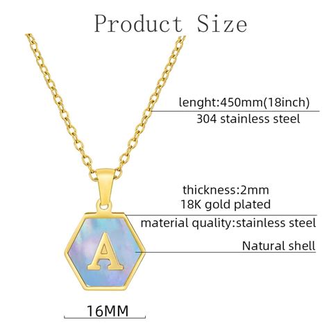 Vesitim Initials Blue Necklace For Women 18k Gold Plated Stainless