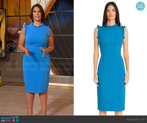 Wornontv Dana Jacobsons Blue Ruffle Trim Dress On Cbs Mornings Dana