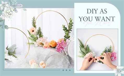 Sratte 24 Pcs Metal Floral Hoop Macrame Gold Rings Hoops