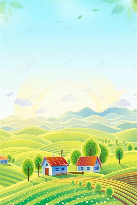 清新唯美乡村旅游海报背景 梦幻小村 水彩 绿色新农村 美丽乡村 美丽新农村 背景模板 背景海报 背景素材 高清背景 背景 设计图片 免费下载