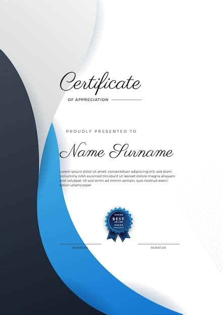 Premium Vector Modern Elegant Blue And Black Diploma Certificate
