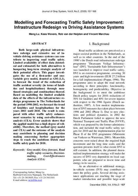 Pdf Modelling And Forecasting Traffic Safety Improvement