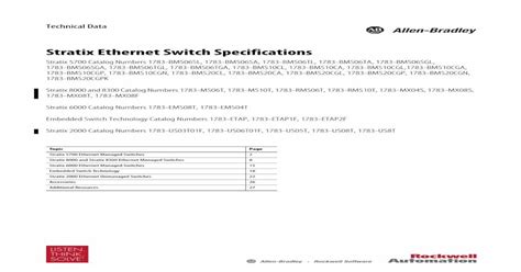 Stratix Ethernet Switch Specifications · Pdf Fileembedded Switch