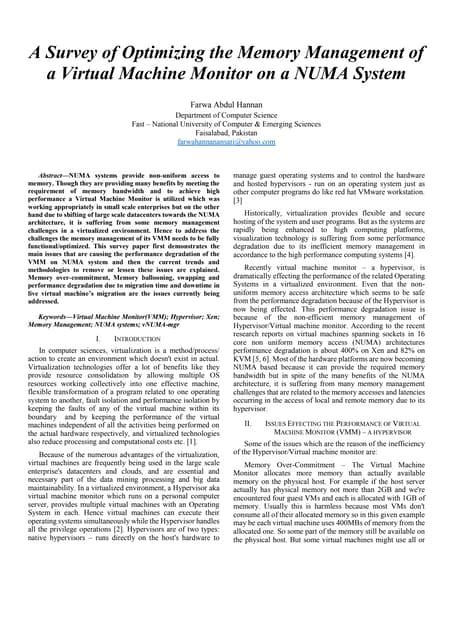 Optimizing The Memory Management Of A Virtual Machine Monitor On A Numa