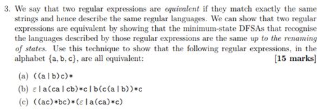 Solved 3 We Say That Two Regular Expressions Are Equivalent