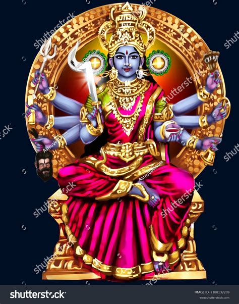 Kali Referred Mahakali Bhadrakali Hindu Goddess Stock Illustration